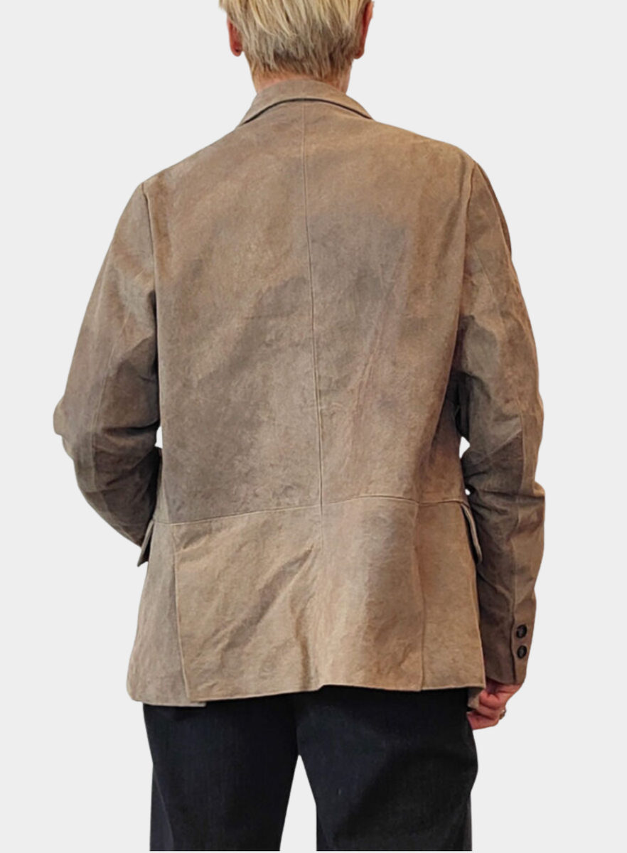 GIORGIO BRATO | Waxed Leather Double Breasted Blazer – Joan Shepp