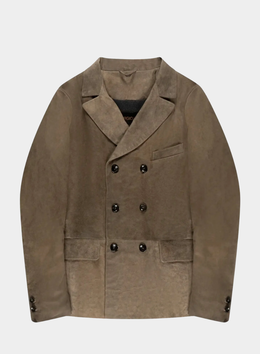 GIORGIO BRATO | Waxed Leather Double Breasted Blazer – Joan Shepp